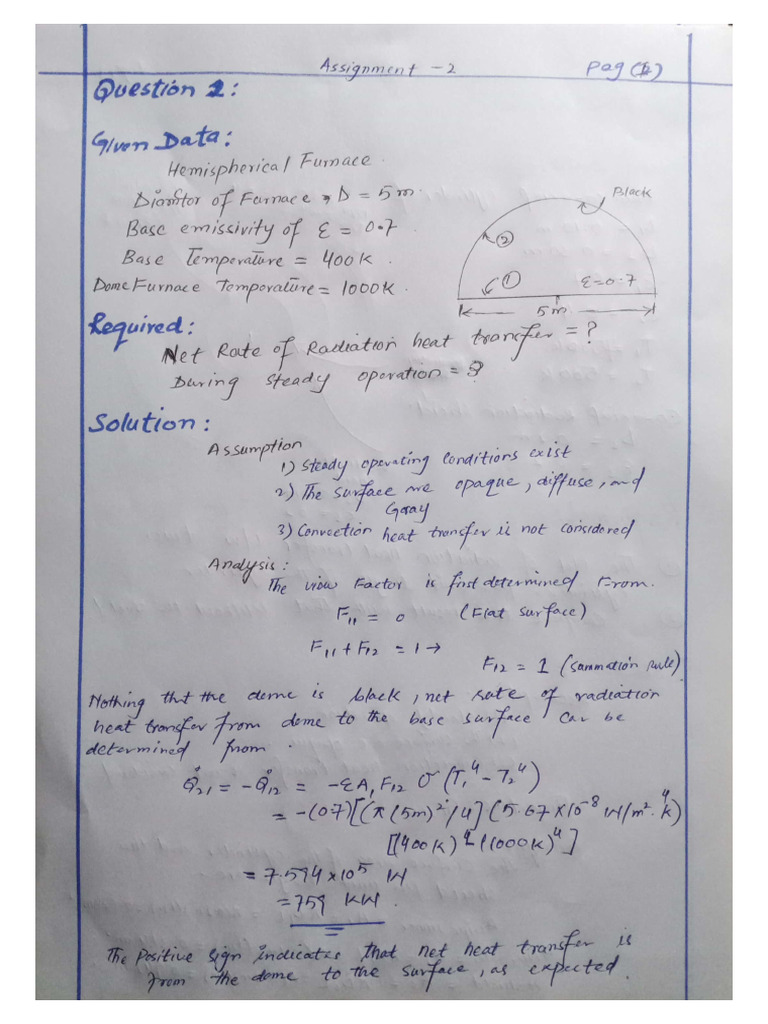 HMT Assignment 2nd | PDF