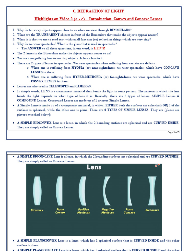 Understanding Convex and Concave Lenses | PDF | Electromagnetic ...