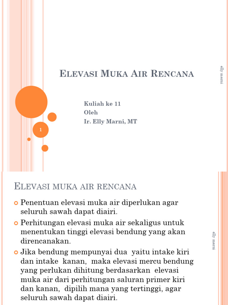 Kuliah Ke 11 Elevasi Muka Air | PDF