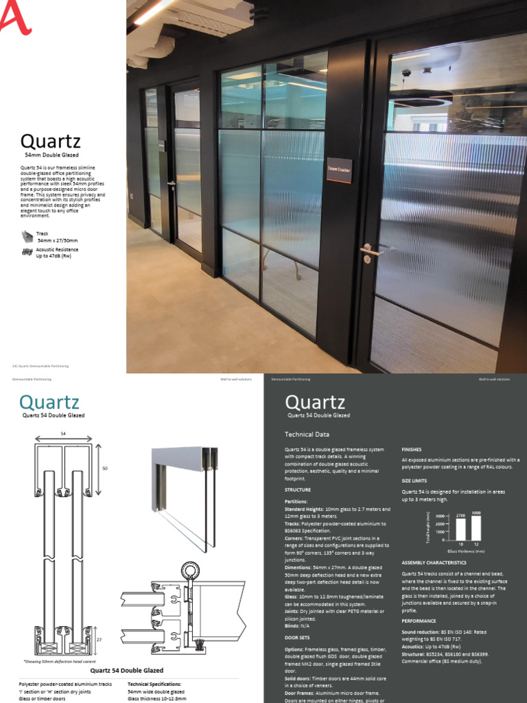 Quartz 54 Double Glazed Partitioning | PDF | Door | Glasses