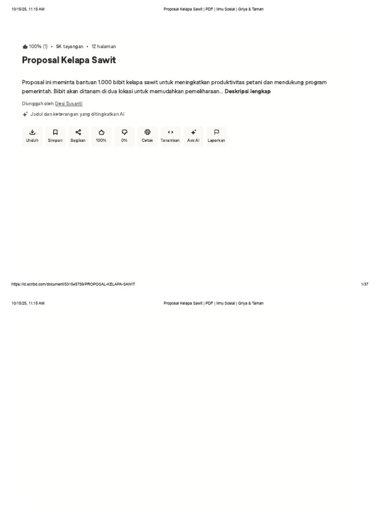 Proposal Kelapa Sawit - PDF - Ilmu Sosial - Griya & Taman | PDF