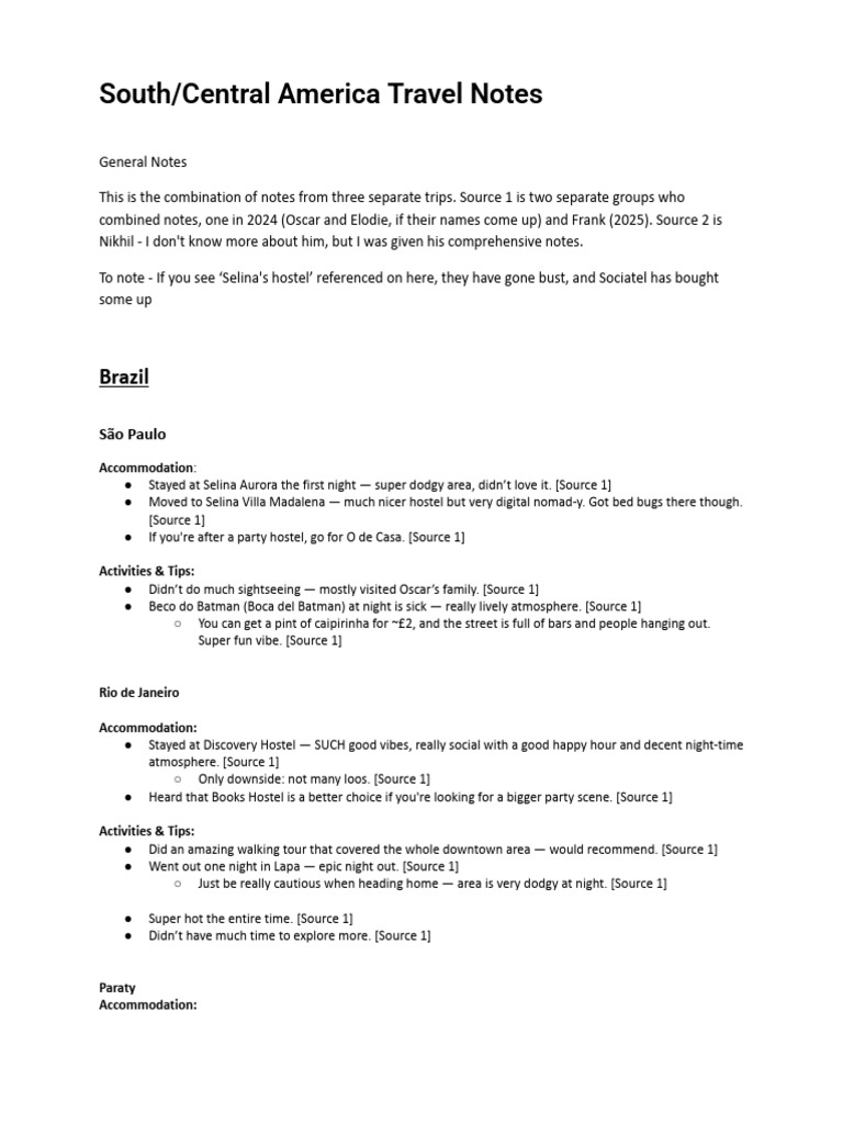 Argentina Chile Travel Notes Formatted Tighter | PDF | Panama
