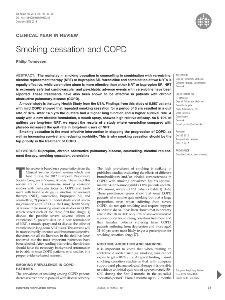 Smoking Cessation Strategies for COPD | PDF | Smoking Cessation ...
