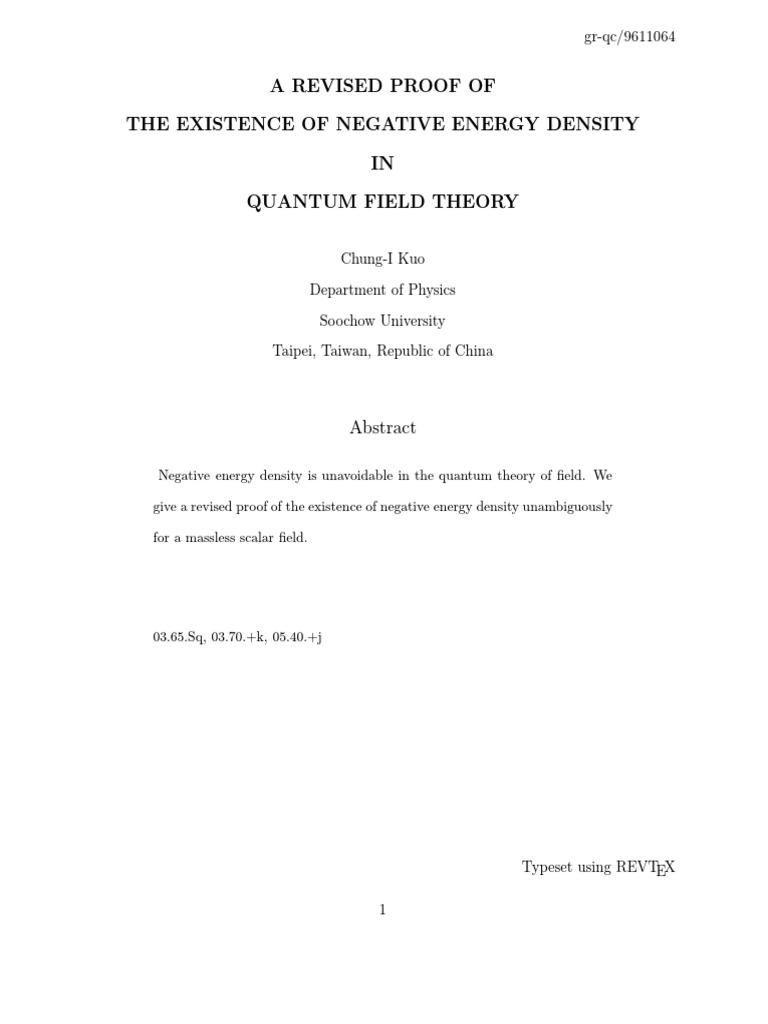 Revised Proof of Negative Energy Density | PDF | Field (Physics ...