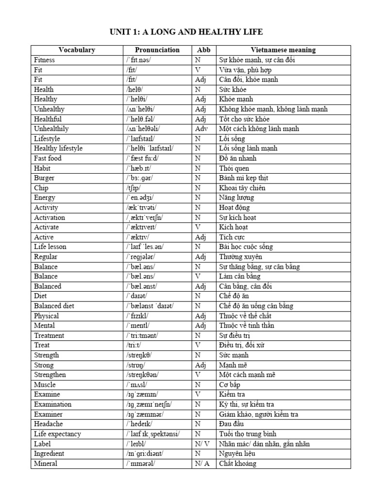 E11. Unit 1. Vocabulary | PDF