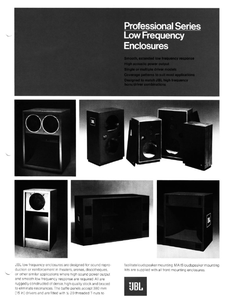 JBL Low Frequency Enclosure Overview | PDF | Loudspeaker | Electronic ...