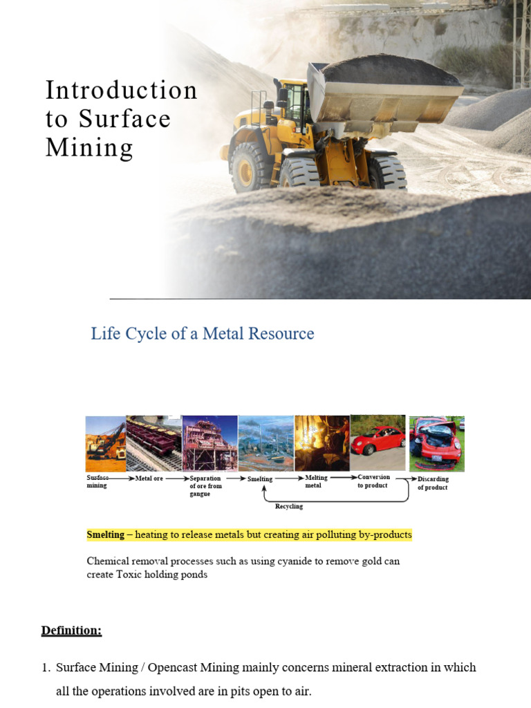 1.introduction To Surface Mining | PDF | Mining | Surface Mining