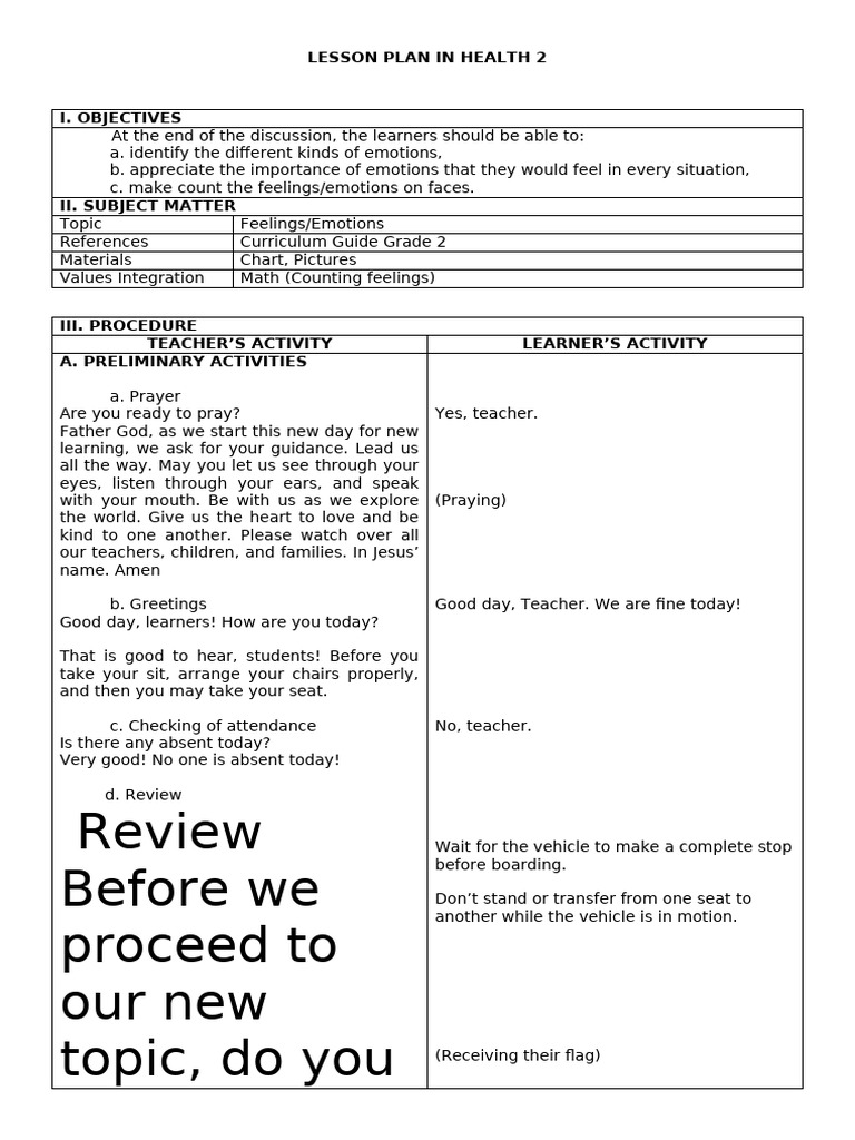 Health Lesson Plan: Understanding Emotions | PDF | Lesson Plan | Emotions