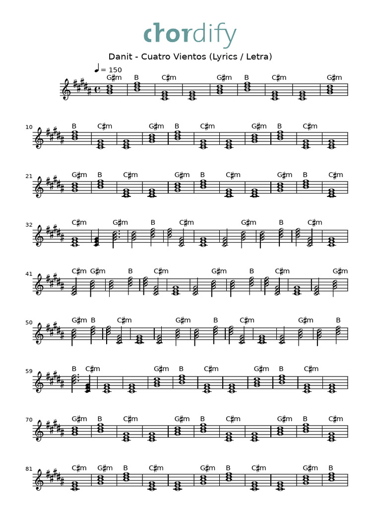 Danit - Cuatro Vientos (Lyrics - Letra) | PDF