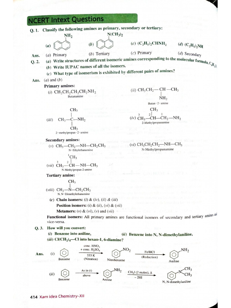 Ncert exercise solution of amines | PDF