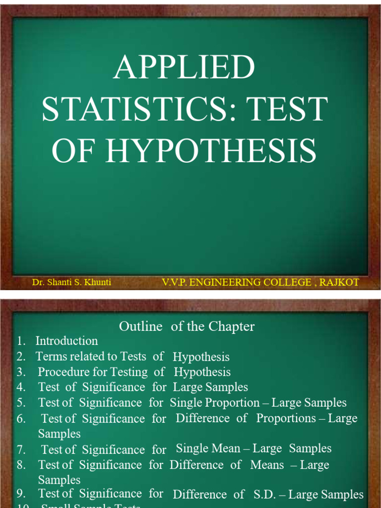 Applied Statistics - Test of Hypothesis (Beginning Theory) | PDF ...
