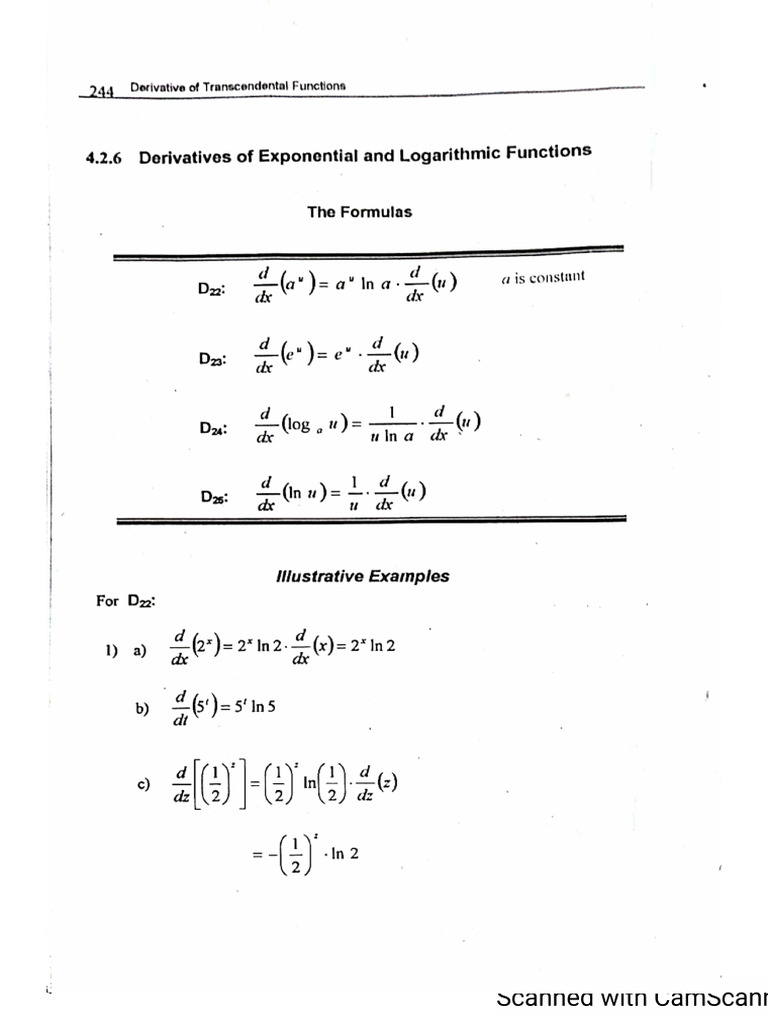 Logarithmic and Exponential Functions Derivatives (1) | PDF