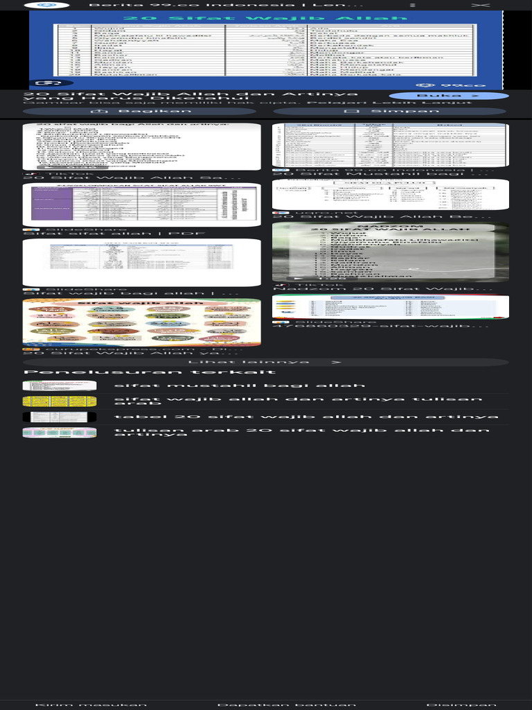 20 Sifat Wajib Allah Arab Dan Artinya - Penelusuran Google | PDF
