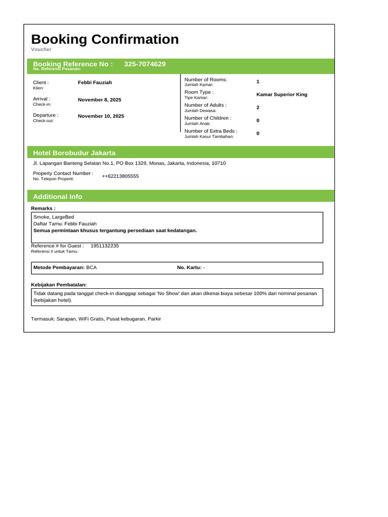 Confirmation for Booking ID # 1951132235 | PDF