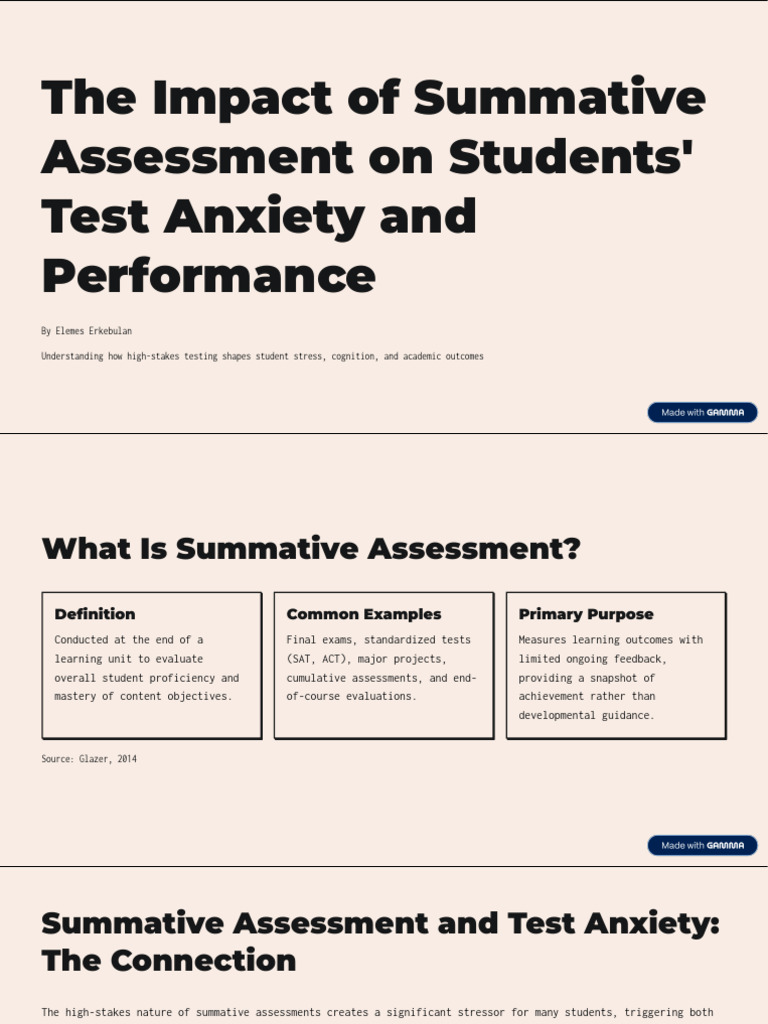 The Impact of Summative Assessment On Students Test Anxiety and ...