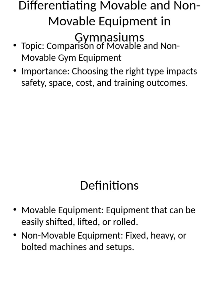 Movable vs Non-Movable Gym Equipment | PDF