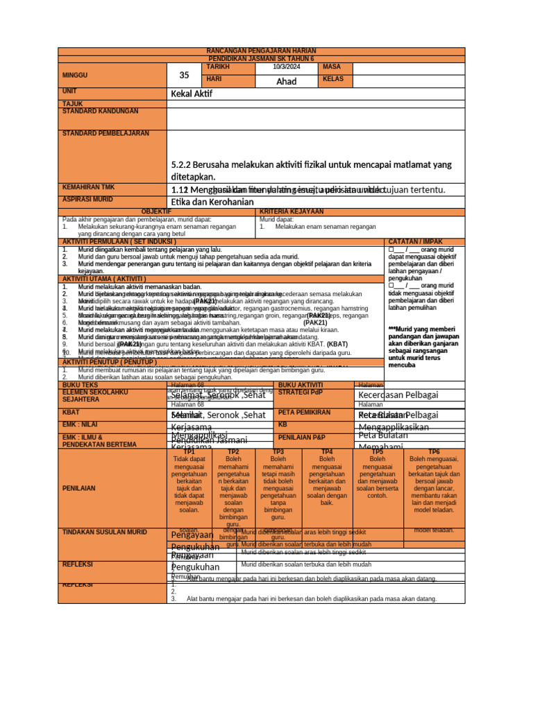 m35 Rph Pj Thn 6 2024-2025 by Cikgu Gorgeous | PDF