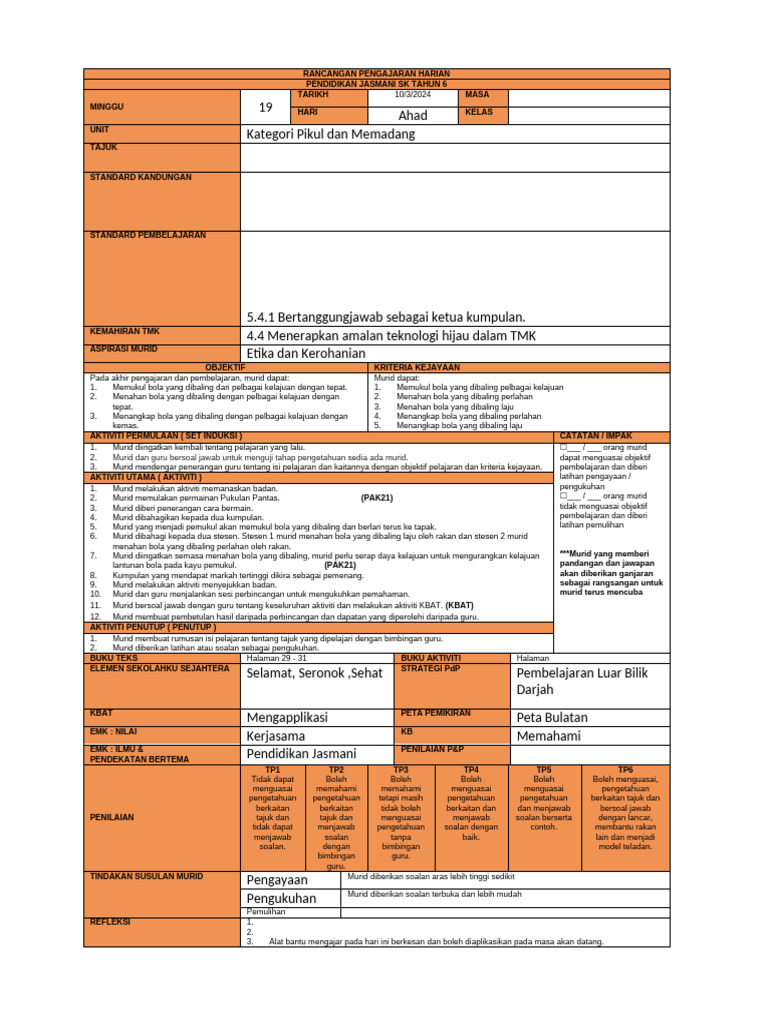 m19 Rph Pj Thn 6 2024-2025 by Cikgu Gorgeous | PDF