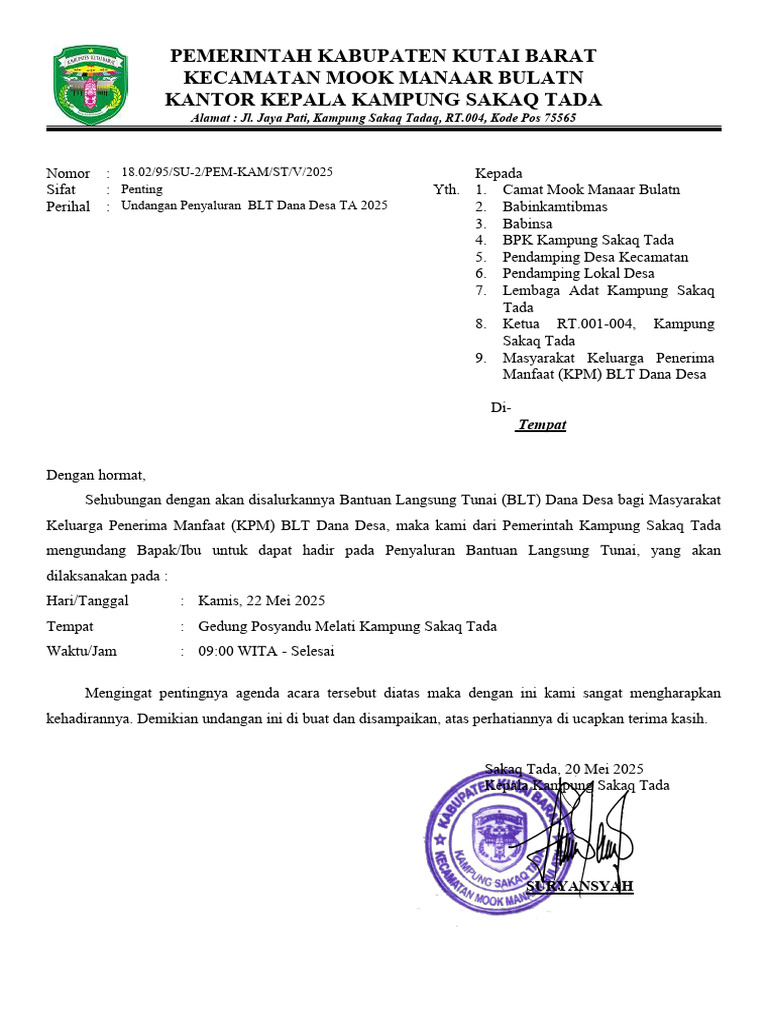 Undangan BLT - 2025 | PDF