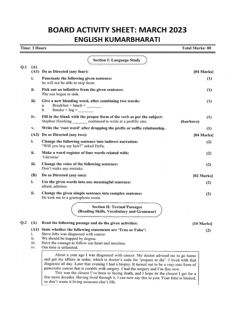 March 2023 English Board Activity Sheet | PDF | Linguistics