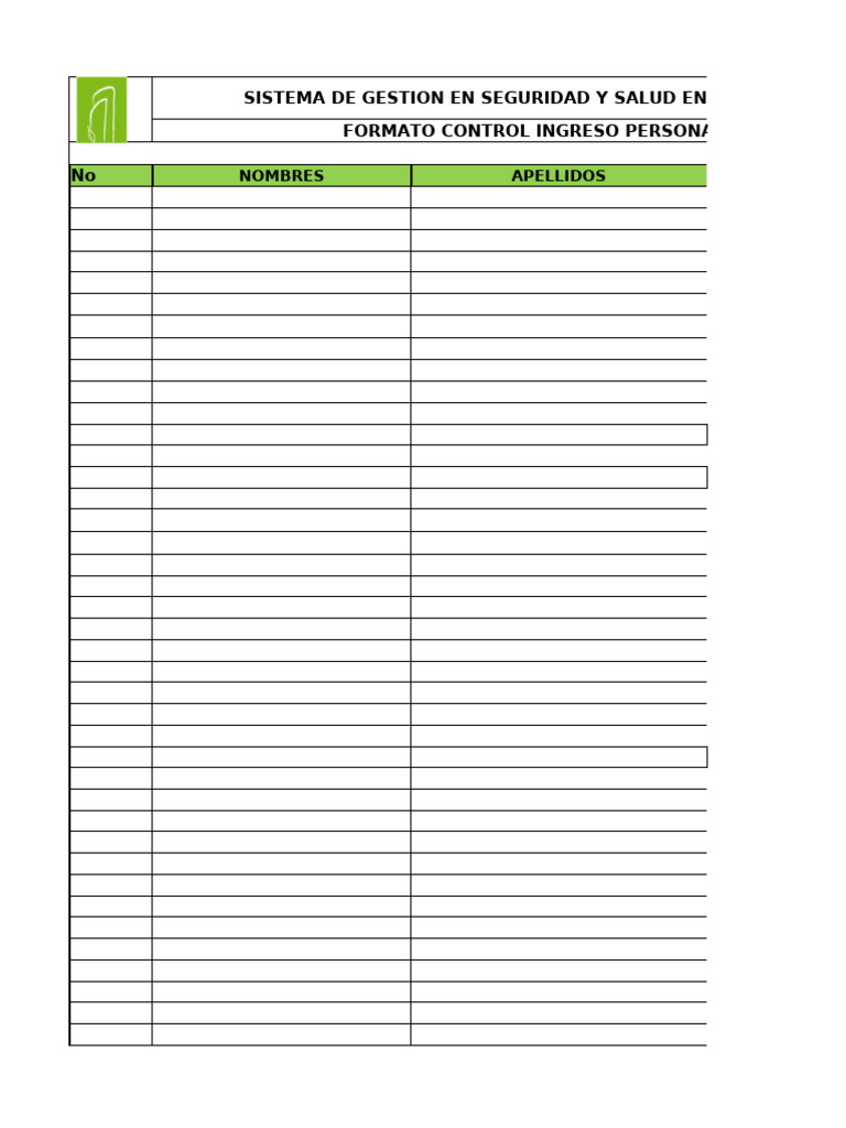 Formato Control Ingreso Personal | PDF