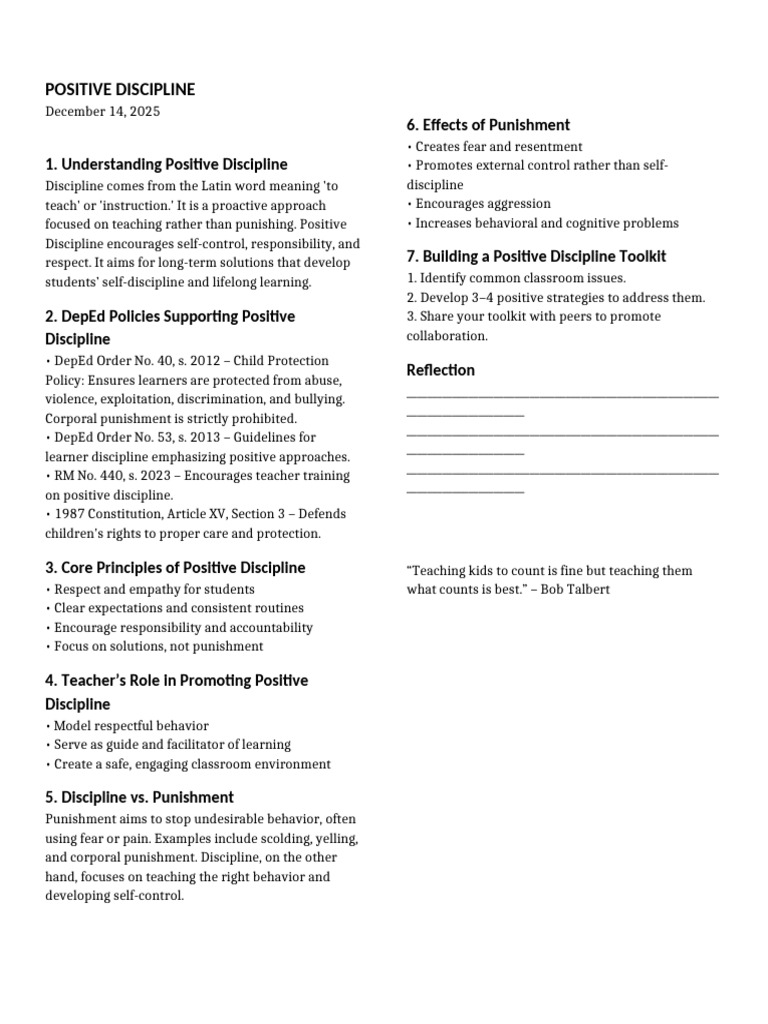 Positive Discipline Strategies for Educators | PDF | Disciplines | Learning