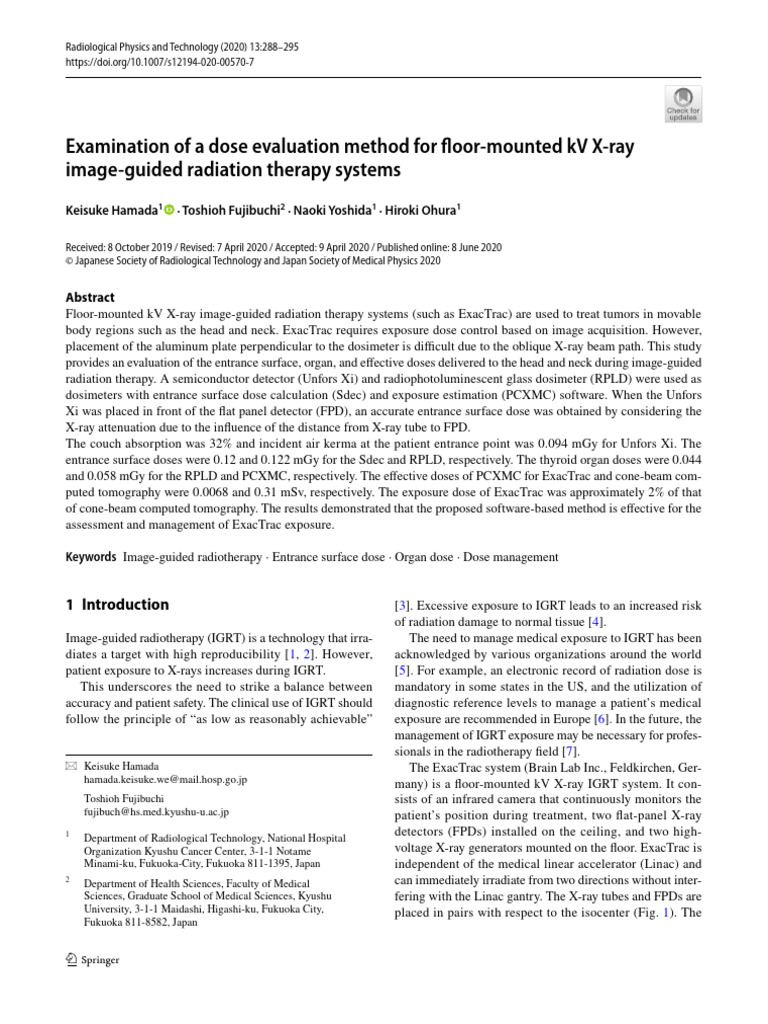 Examination of A Dose Evaluation Method For Floor Mounted KV X Ray ...