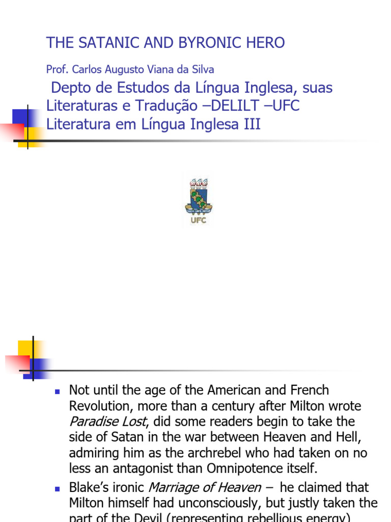 The Satanic and Byronic Hero | PDF | Paradise Lost