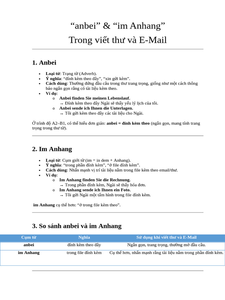 Anbei - Im Anhang | PDF