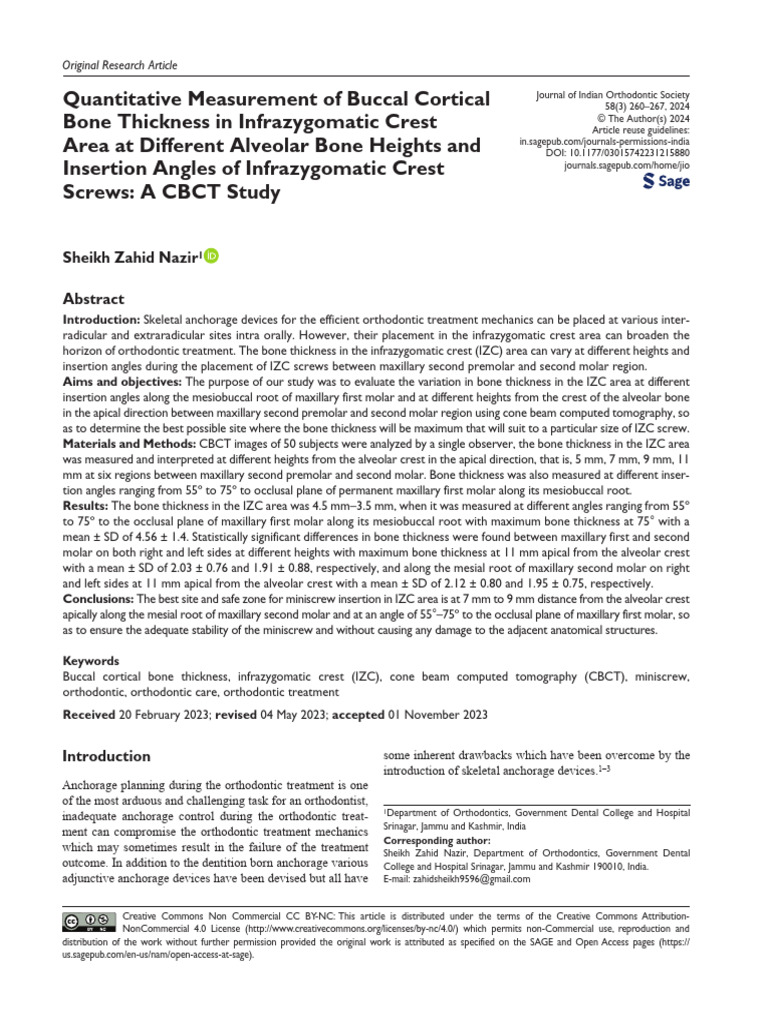 Nazir 2024 Quantitative Measurement of Buccal Cortical Bone Thickness ...