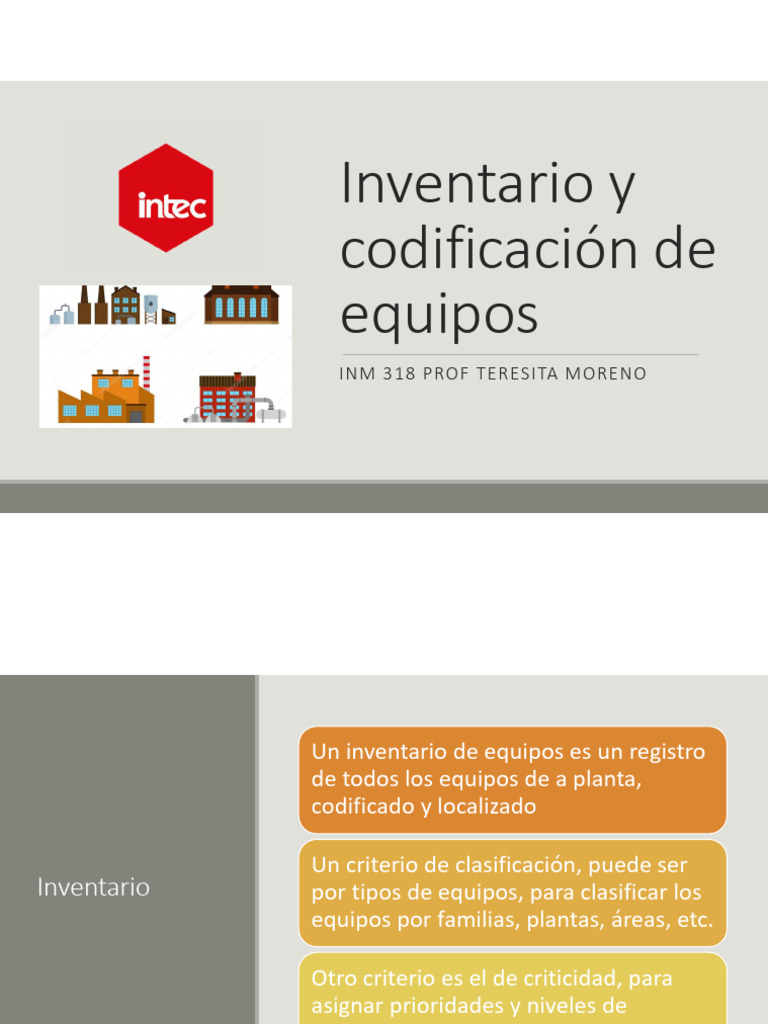 INM-318 Inventario, Codificación y Dossier de Mantenimiento | PDF | Ingeniería de confiabilidad ...