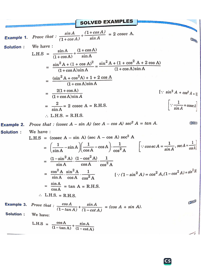 Trigonometry-Extra Board Questions | PDF