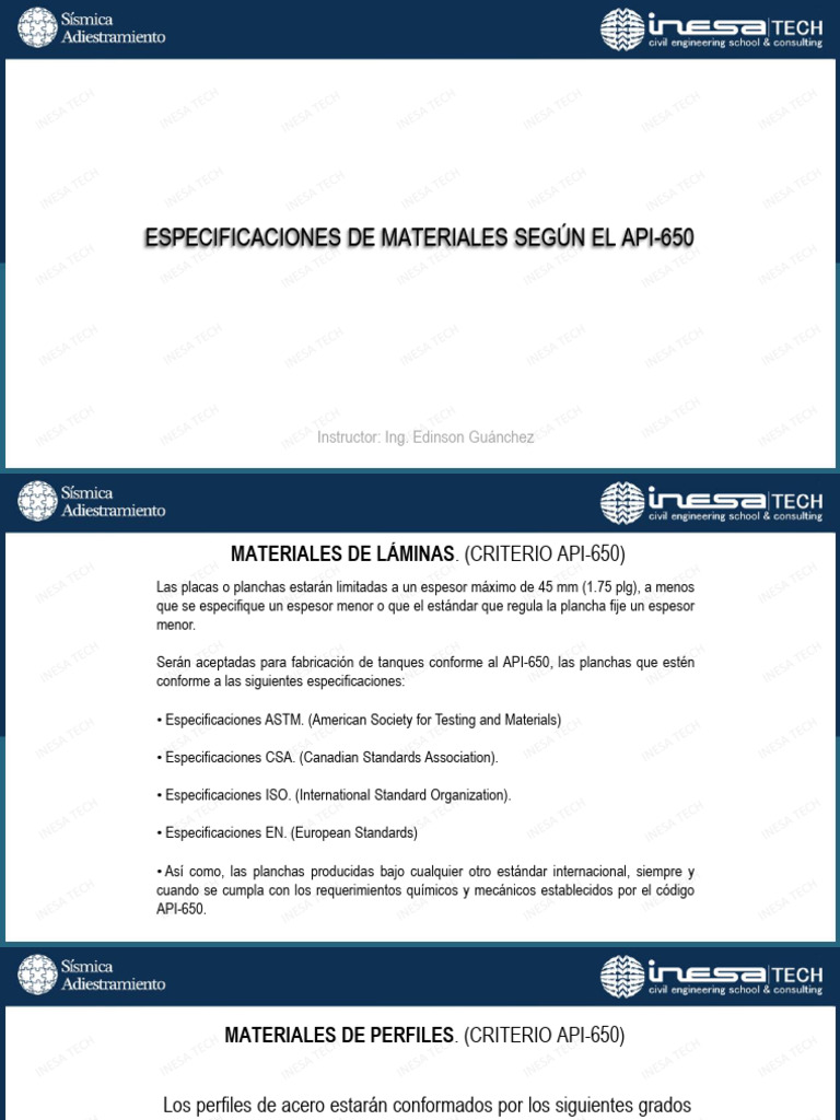 IT_Especificaciones de Materiales Según El API-650 | PDF | Tornillo ...