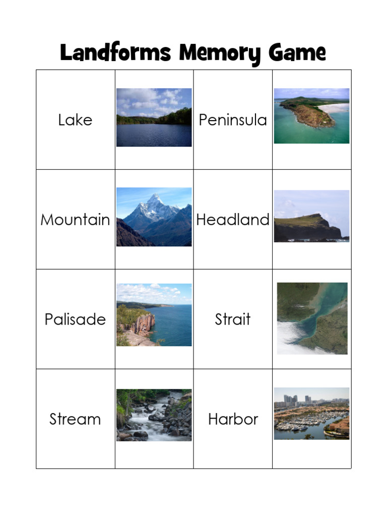Landforms Memory Game1 | PDF