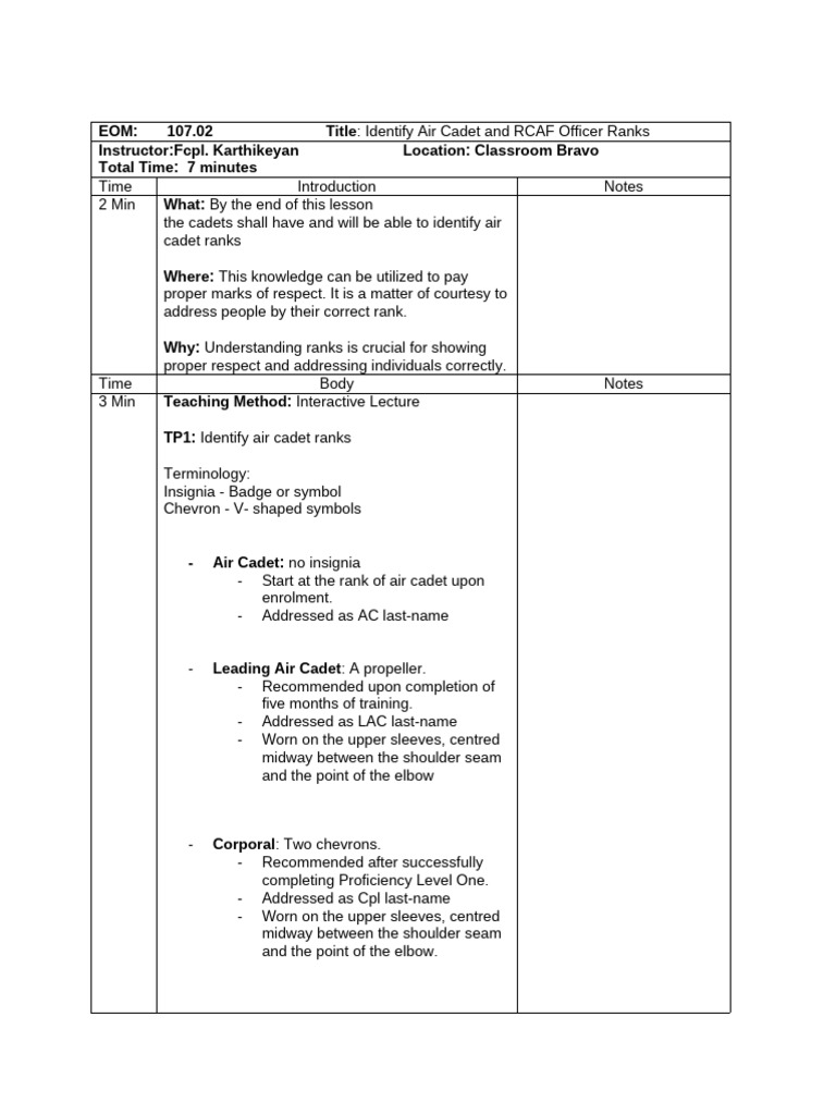 Understanding Air Cadet Ranks | PDF | Sergeant | Corporal