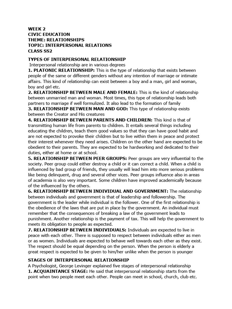 Week 2 Interpersonal Relations Continued | PDF | Interpersonal ...