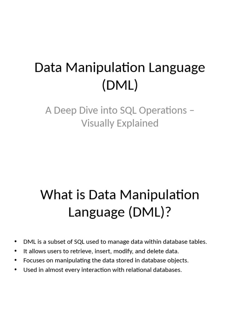 Data Manipulation Language DML Presentation | PDF | Sql | Databases