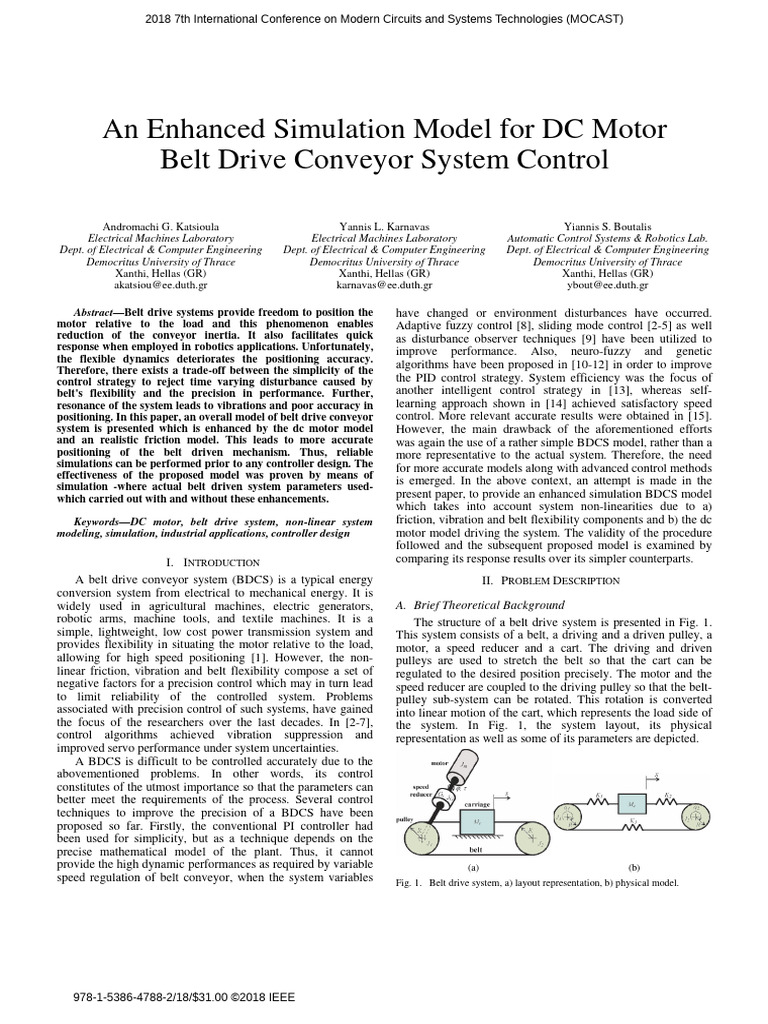 An Enhanced Simulation Model For DC Motor Belt Drive Conveyor System ...