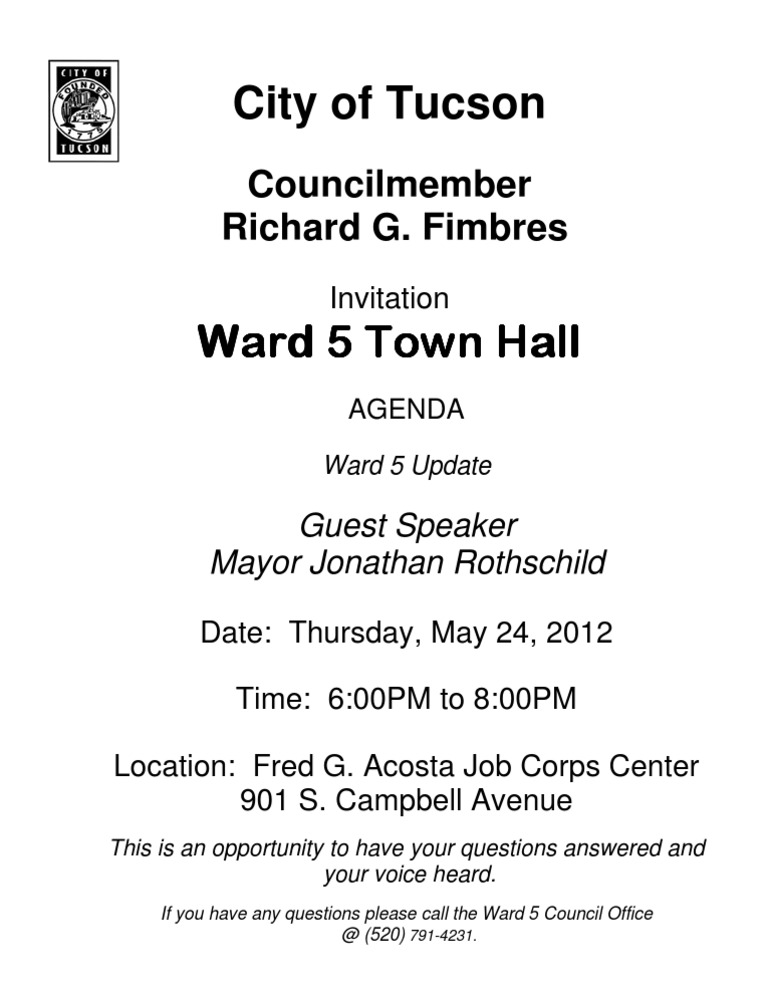 Microsoft Word - 052412 Ward 5 Townhall Invite | PDF