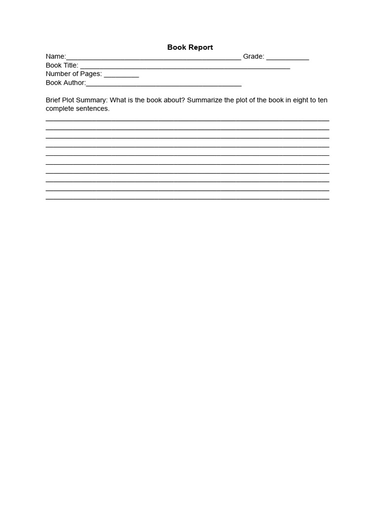 Book Report Form | PDF