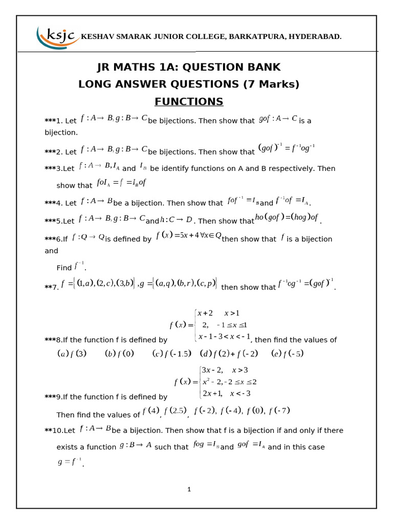 Junior College Maths Question Bank | PDF | Matrix (Mathematics ...