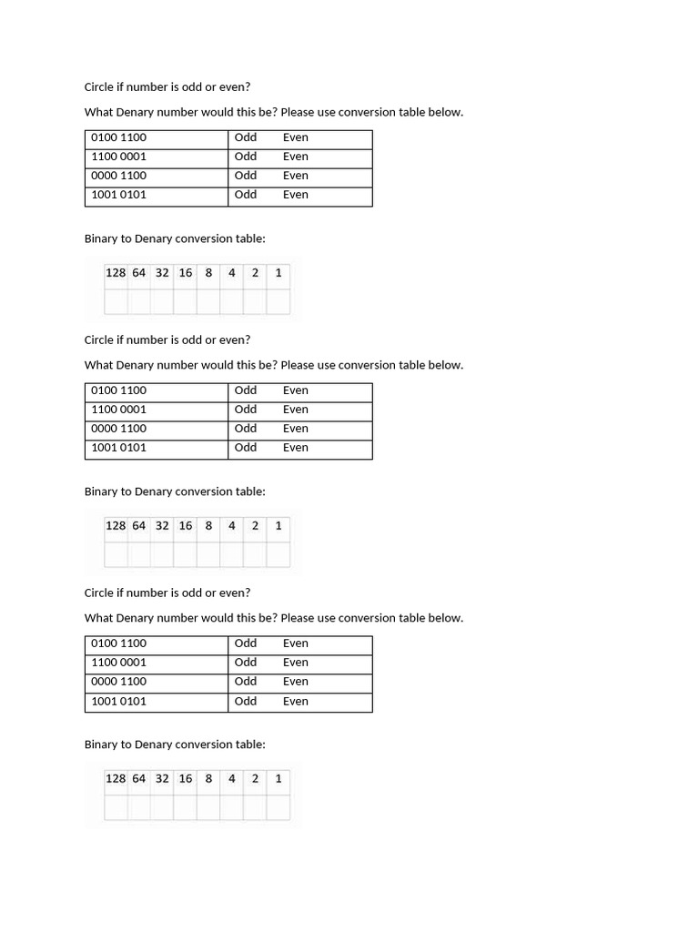 Binary Odd or Even Starter | PDF