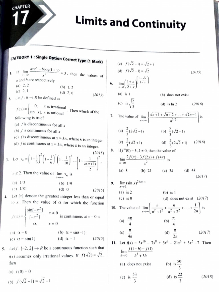Limits Wbjee Pyq | PDF