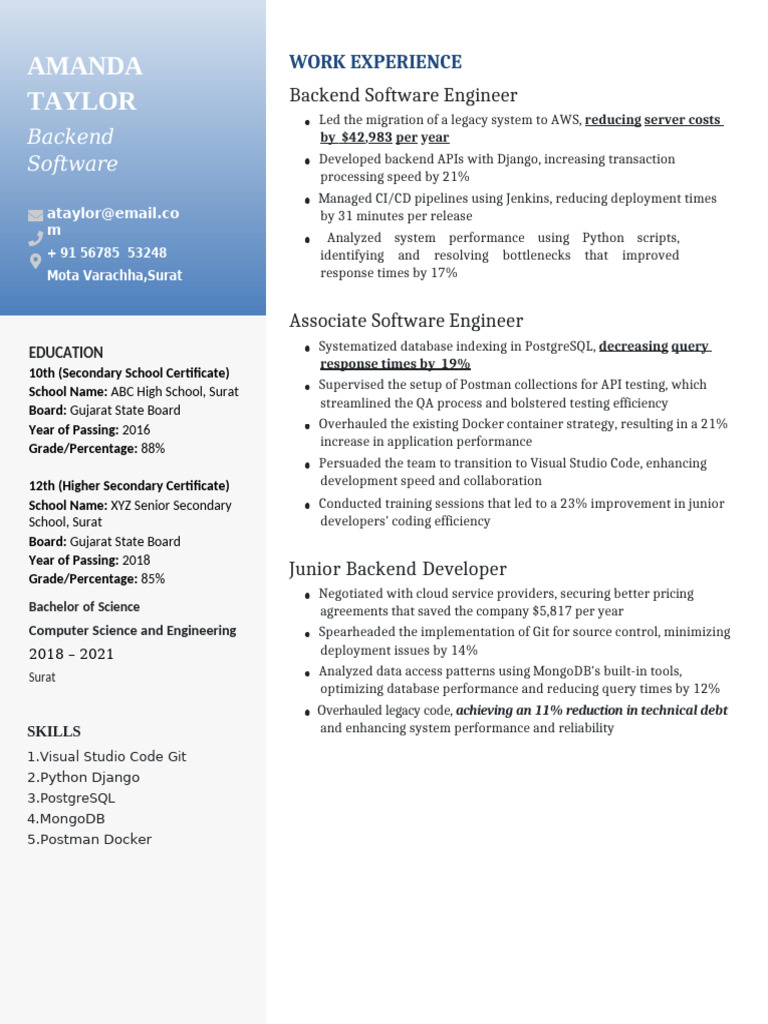 Backend Software Engineer Resume | PDF | Mongo Db | Databases