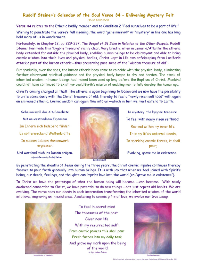 Enlivening Mystery in Steiner's Verse 34 | PDF | Rudolf Steiner