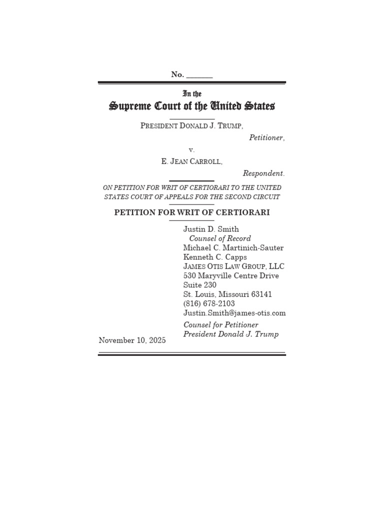 USSC Petition For Writ of Certiorari | PDF | Daubert V. Merrell Dow Pharmaceuticals | Judiciaries