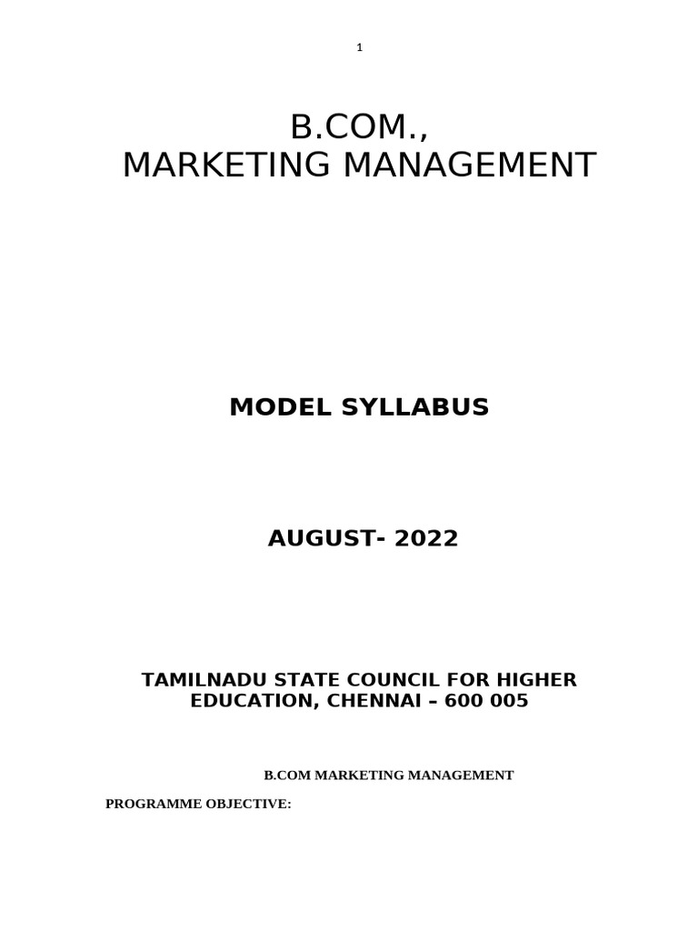 B.Com Marketing Management Syllabus 2022 | PDF | Demand | Economics
