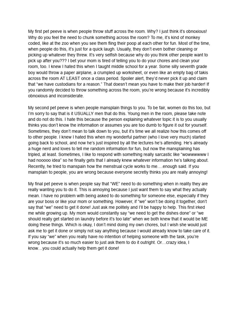 Kelly Pet Peeves | PDF
