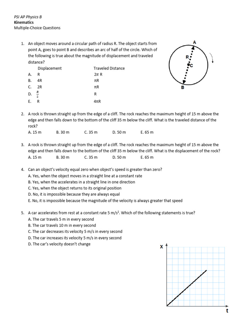 Kinematics Practice Problems 2012 03 24 | PDF | Acceleration | Projectiles