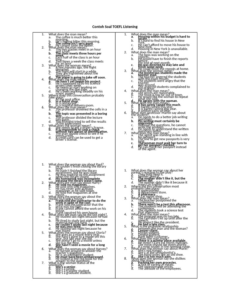Contoh Soal TOEFL | PDF